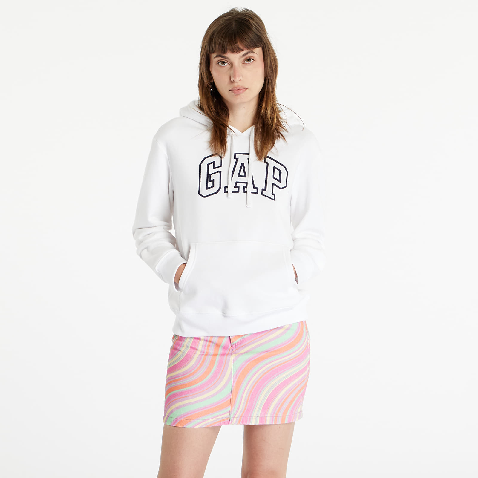 Bluzy GAP V-Gap Heritage Pullover Hoodie Optic White | Queens 💚