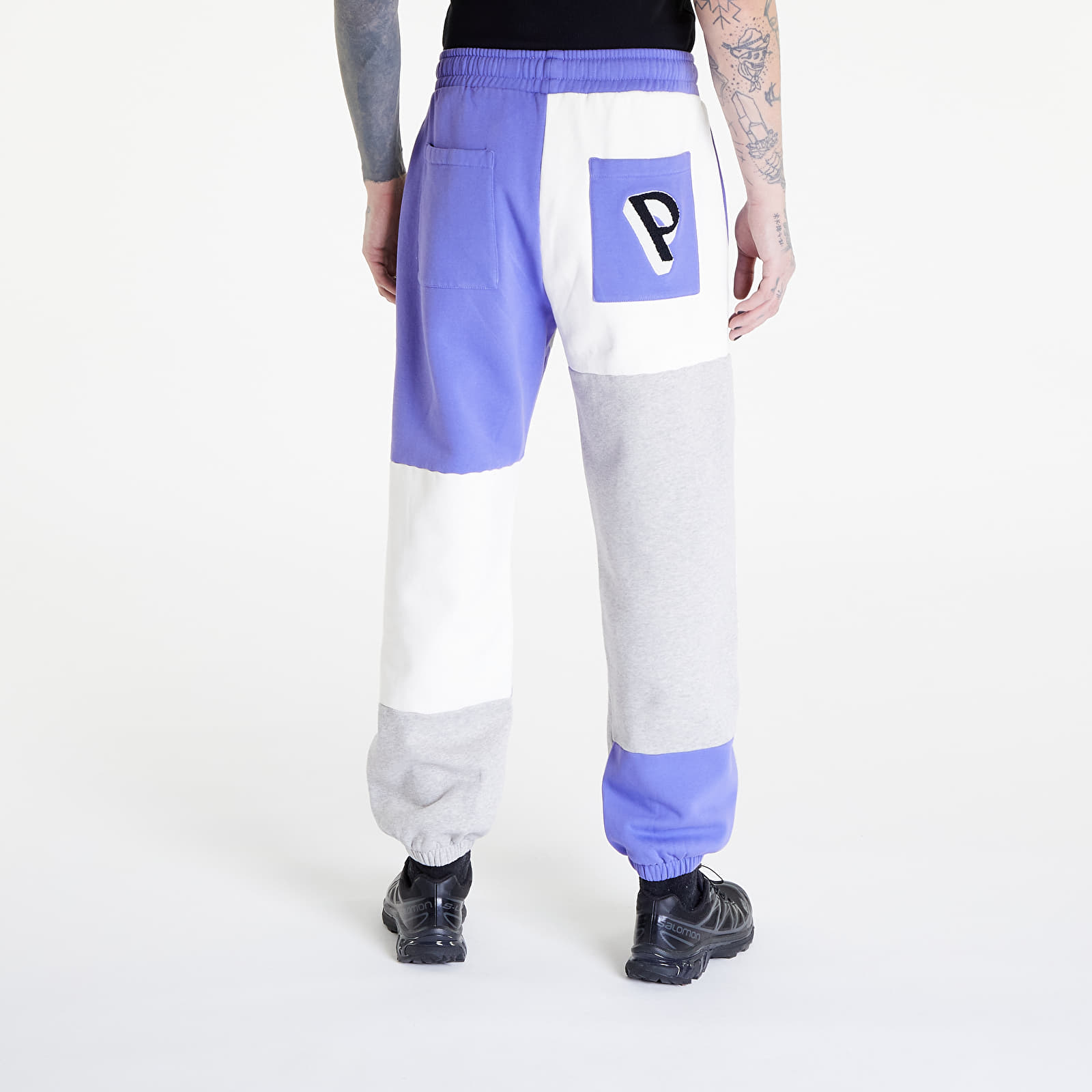 Tepláky PREACH Oversized Patchwork Sweat Pant GOTS Grey Melange/ Purple ...