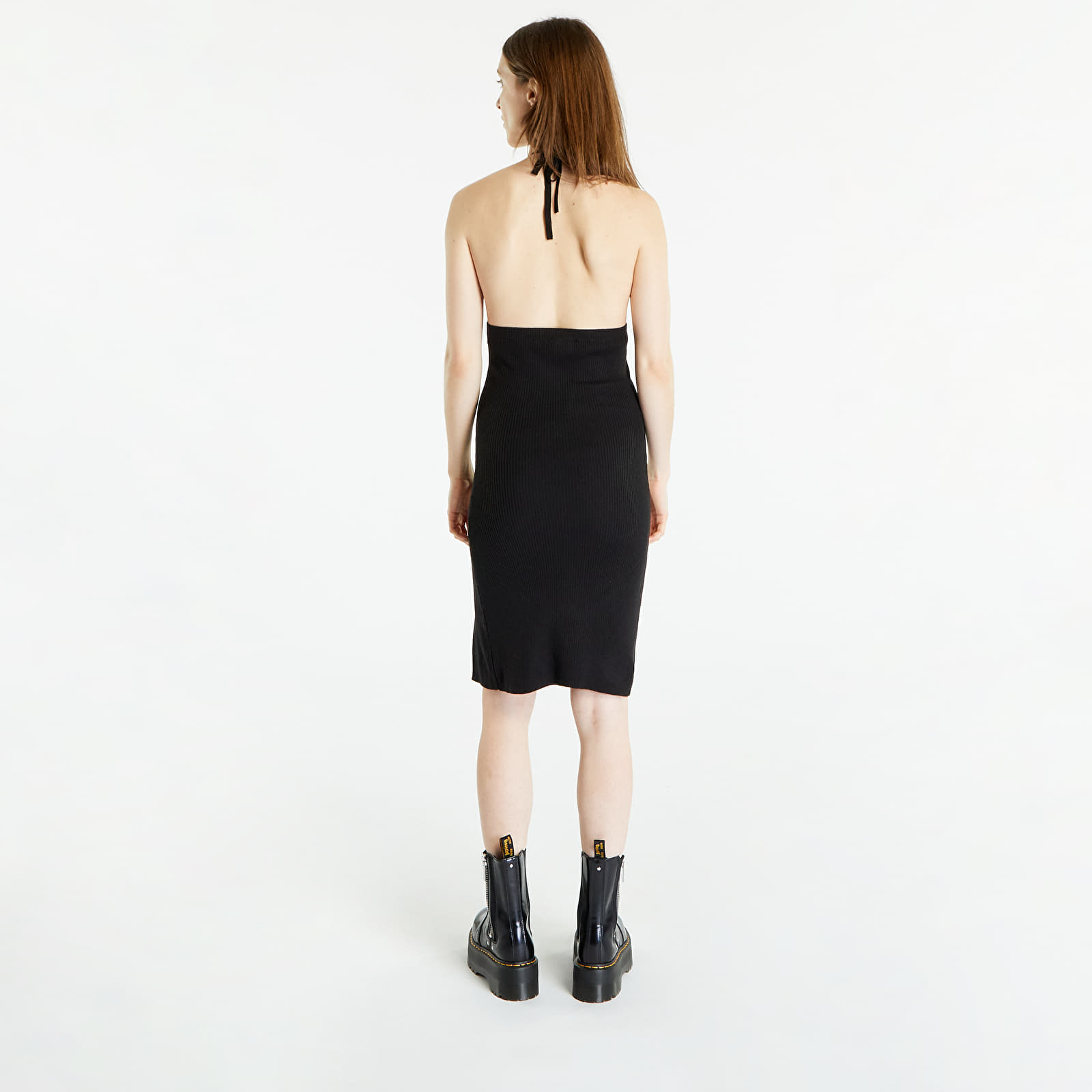 Urban Classics Ladies Rib Knit Neckholder Dress Black | Queens