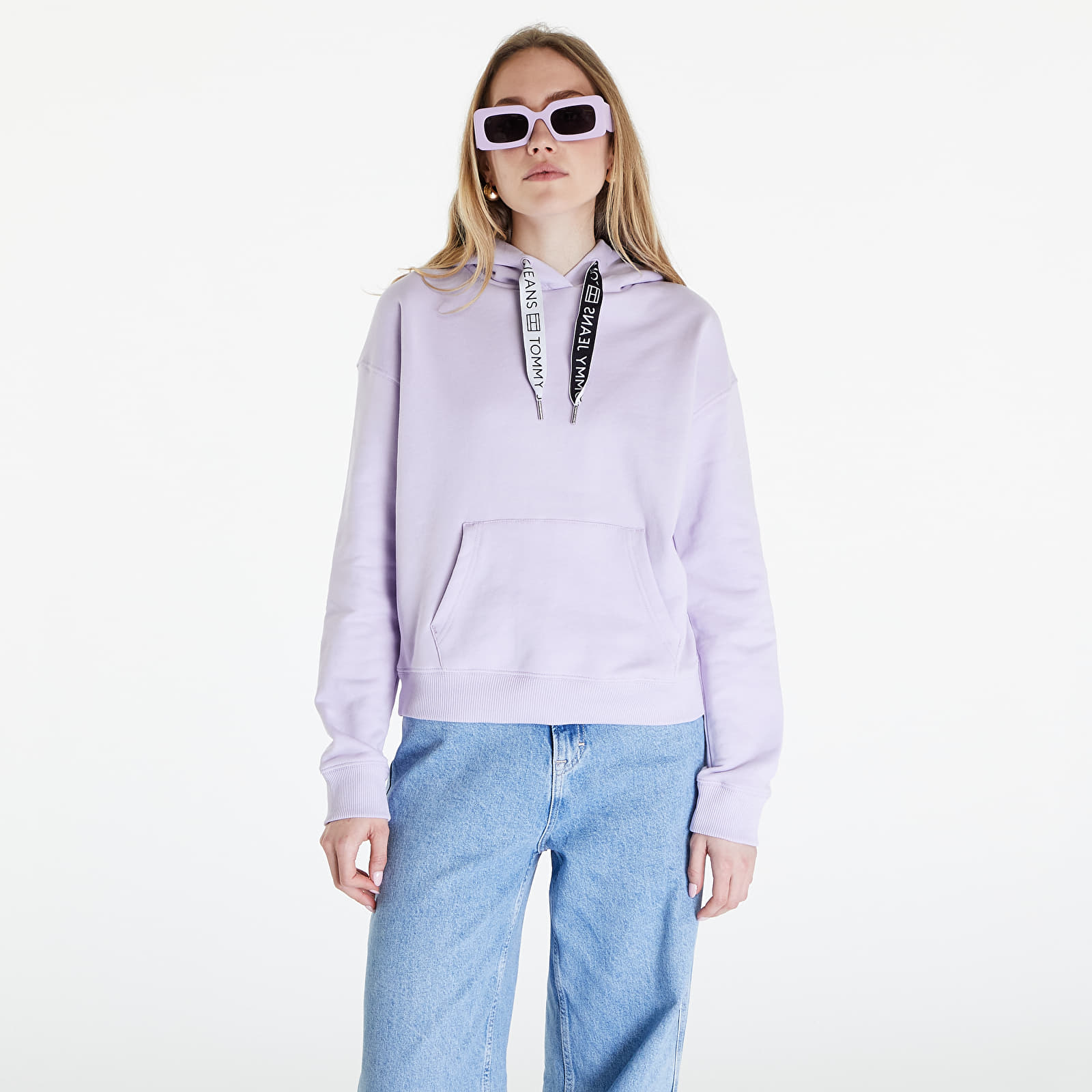 Mikiny Tommy Jeans Boxy Logo Drawcord Hoodie Lavender Flower | Queens 💚