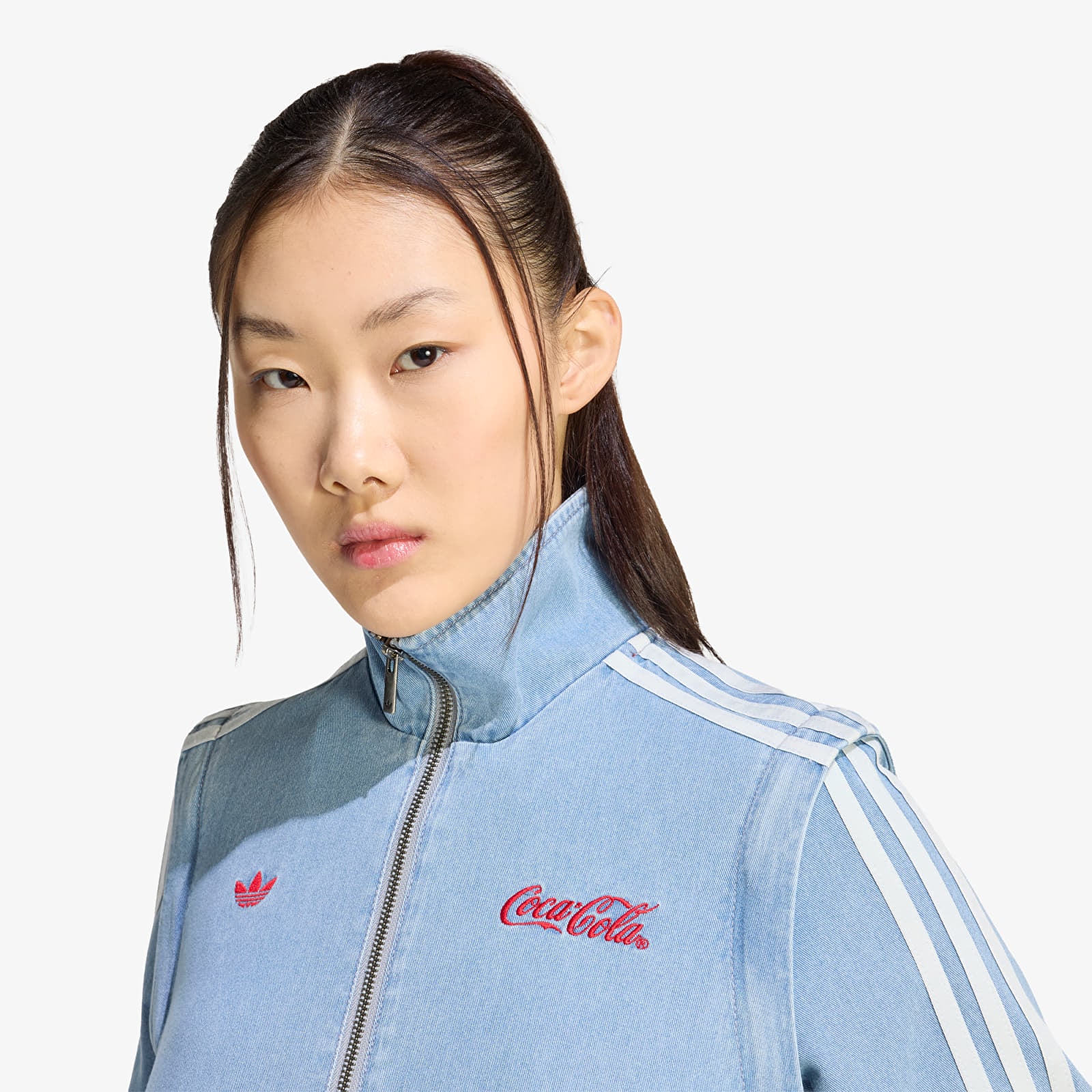 adidas x Coca Cola Firebird Reg Denim Track Top Light Denim | Queens