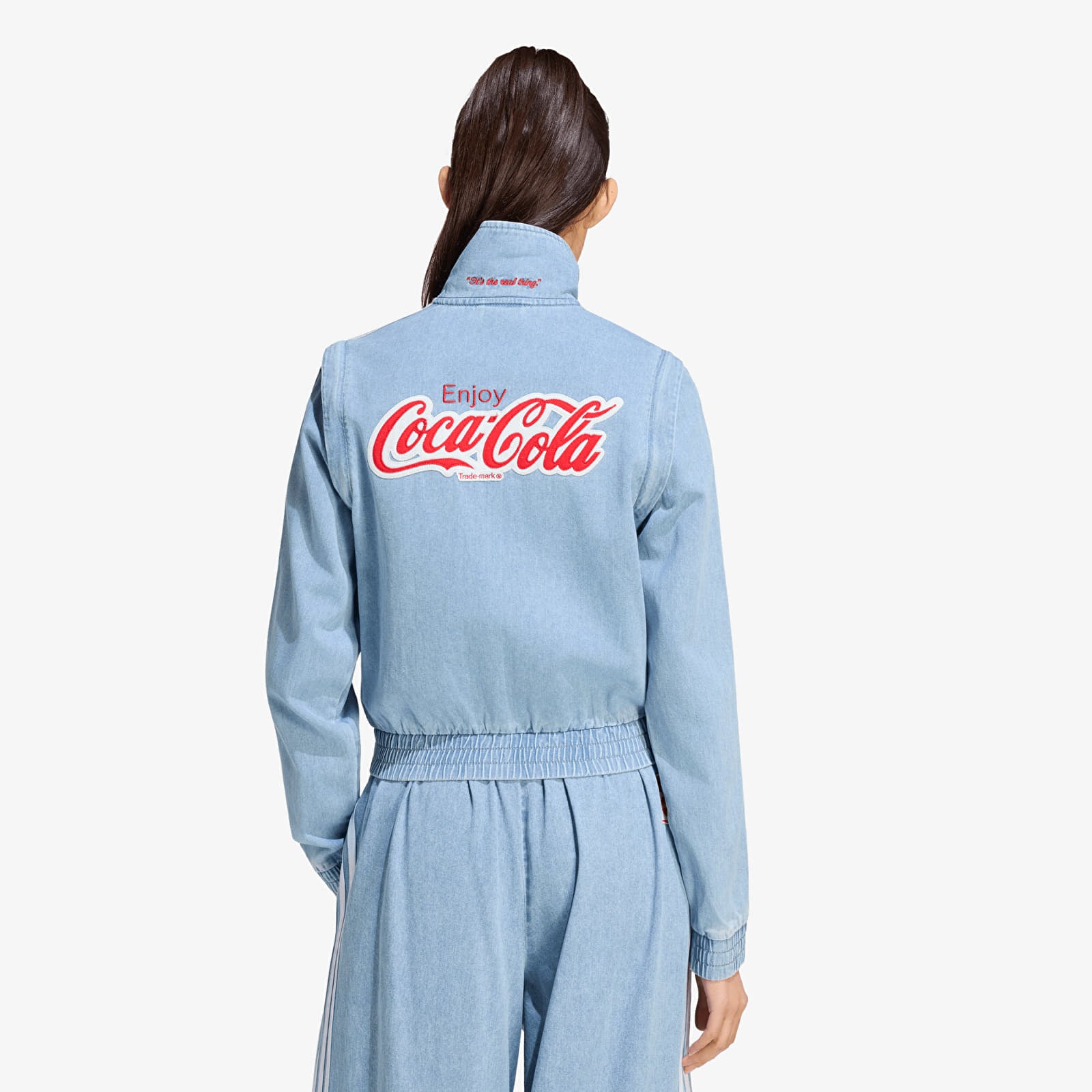 adidas x Coca Cola Firebird Reg Denim Track Top Light Denim | Queens